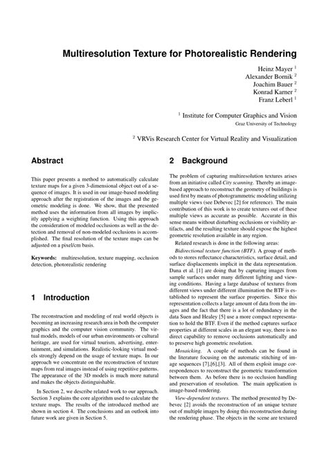 pdf multiresolution texture for photorealistic rendering heinz mayer