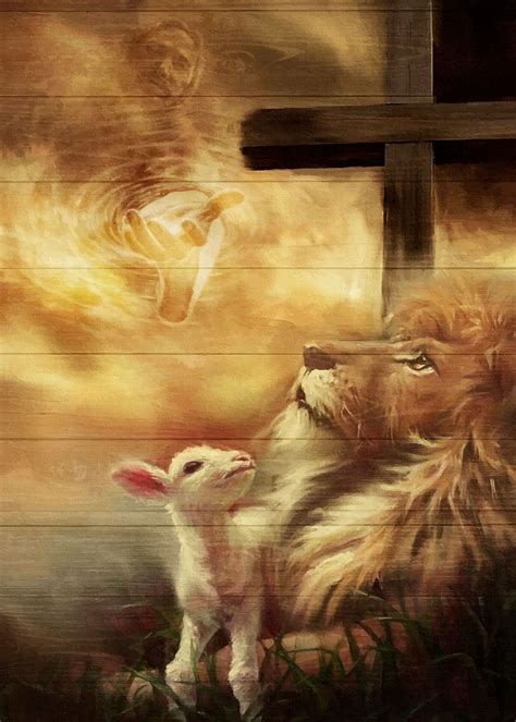 Jesus Beautiful Lion Lamb Poster Picture Metal Print Paint By