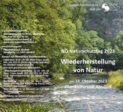 NÖ Naturschutztag am 14 Oktober zum Thema Restaurationsökologie