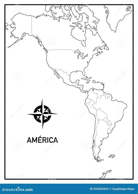 Map Of The American Continent Without Names And Without Political