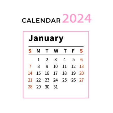 Calendário De Janeiro De 2024 Calendário De Mesa Estilo Rosa Simples