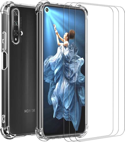 Ivoler Funda Para Huawei Nova 5T Honor 20 3 Unidades Cristal