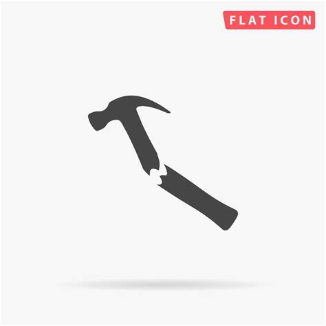 Broken Hammer Flat Vector Icon Hand Drawn Style Design Illustrations