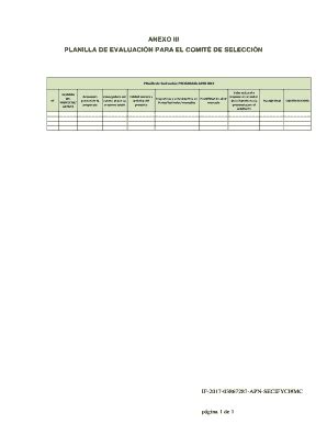 Fillable Online Anexo Iii Planilla De Evaluaci N Para El Comit De