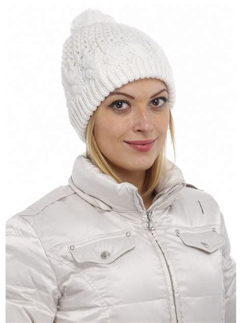 Women Warm Winter Thick Slouchy Knit Hat With Pom Pom White CC124I3SXXH