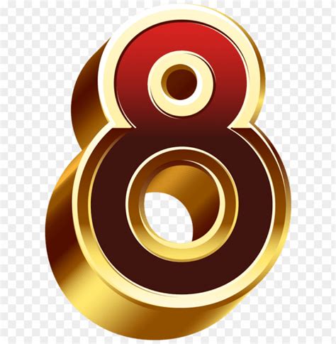 D Number Eight Red Gold Clipart Png Photo Toppng
