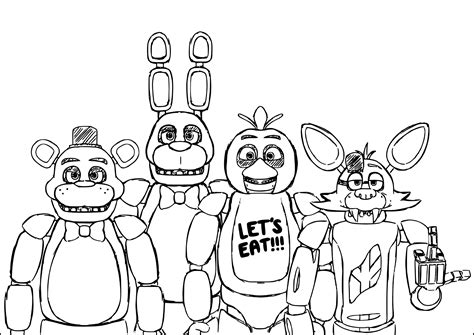 Freddy Fazbear With Chica Funtime Foxy And Bonnie Coloriages De FNAF