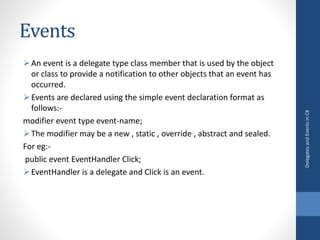 Delegates And Events In C PPT