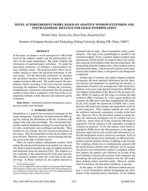 pdf novel autoregressive model based on adaptive window extension and patch geodesic distance