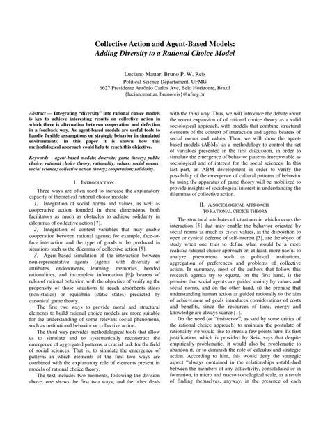 pdf collective action and agent based models adding diversity to a rational choice model