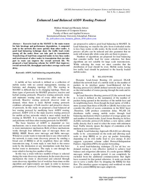 pdf enhanced load balanced aodv routing protocol