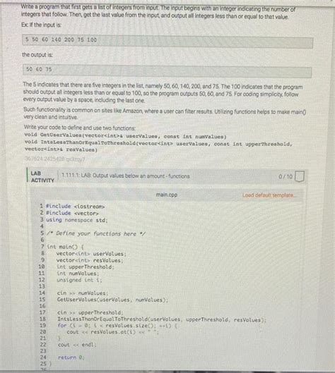 Solved Write A Program That First Gets A List Of Integers Chegg