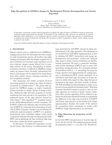pdf edge recognition in mmwave images by biorthogonal wavelet decomposition and genetic algorithm
