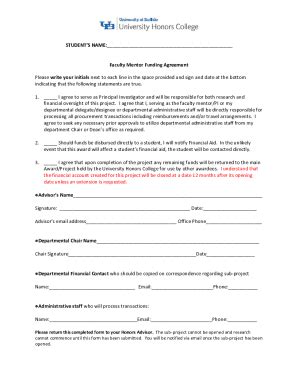 Fillable Online Honors Buffalo Faculty Mentor Agreement Form 2023