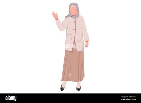 Business Flat Cartoon Style Drawing Arab Businesswoman Standing And