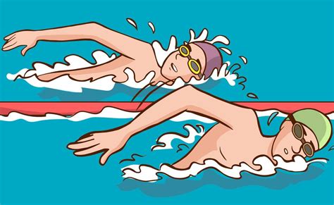 Nadador Nadando En Piscina Dibujos Animados Vector 21593804 Vector En