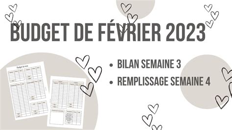Budget De F Vrier Bilan S Remplissage S Semaine Blanche Youtube