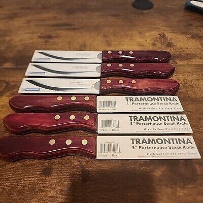 6 Tramontina Porterhouse Steak Knife High Carbon Stainless Steel