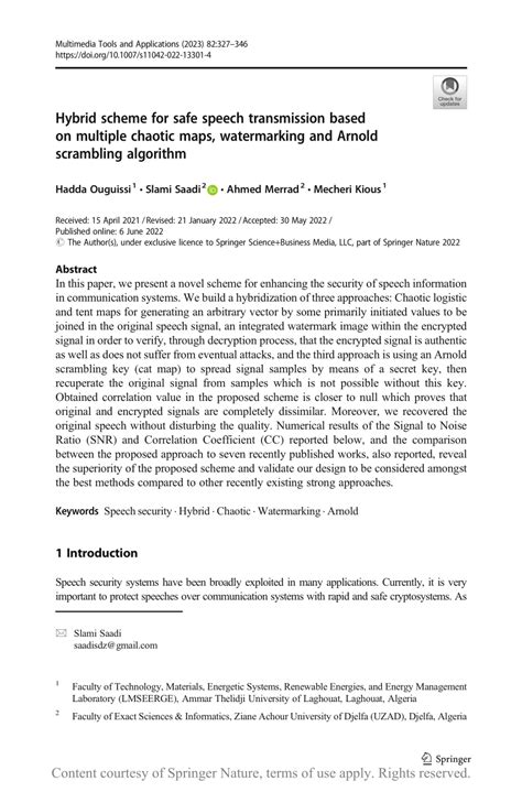hybrid scheme for safe speech transmission based on multiple chaotic maps watermarking and