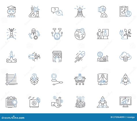 Development Line Icons Collection Progress Advancement Evolution