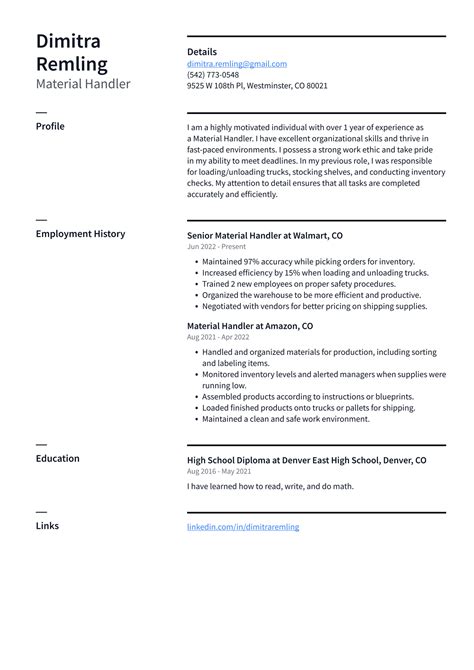 Package Handler Resume Example And Writing Guide Resumelawyer