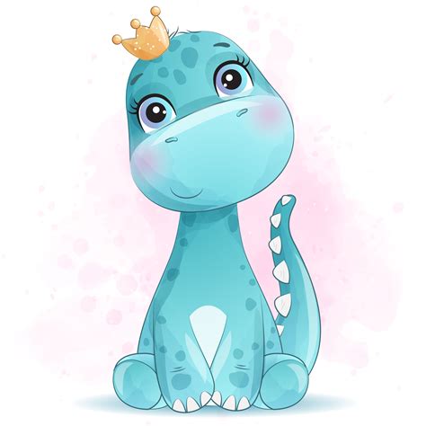 Cute Dinosaur Clipart With Watercolor Illustration Etsy