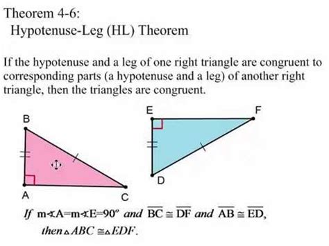 Geometry Ch 4 6 Congruence In Right Triangles HL Theorem YouTube