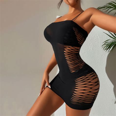 Women Sheer Mesh Mini Dress Bodycon Tube Dress See Through Nightwear