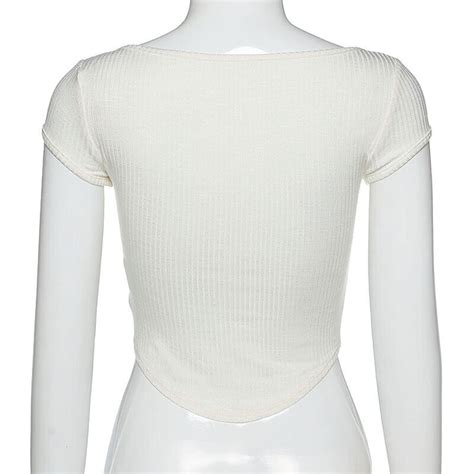 Women Sexy Sheer Low Cut T Shirt Transparent See Through Crop Top Short