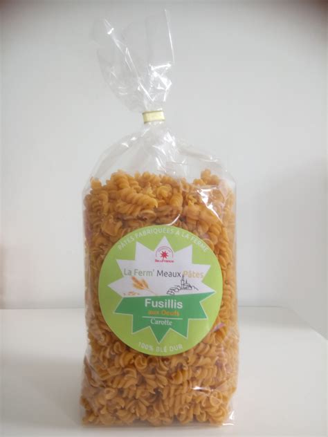 Fusillis à la carotte et aux oeufs 500 g Pâtes Parfumées aux Oeufs