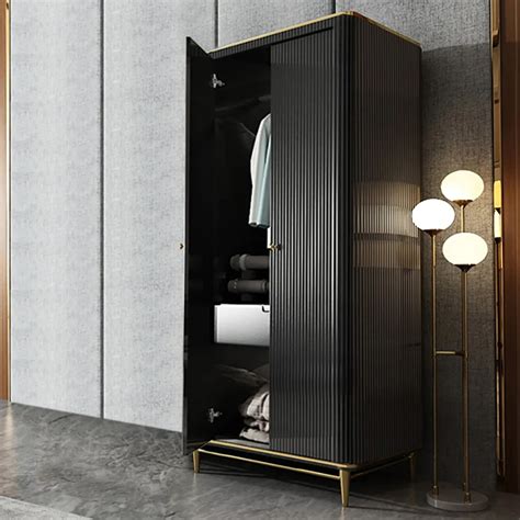 Bline 70 Modern Black Wardrobe Closet With Multi Storage Bedroom