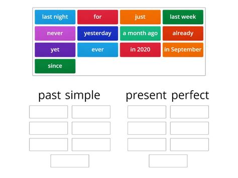 Past Simple Vs Present Perfect Ordenar Por Grupo