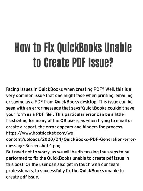 ppt how to fix quickbooks unable to create pdf issue powerpoint presentation id 11842756