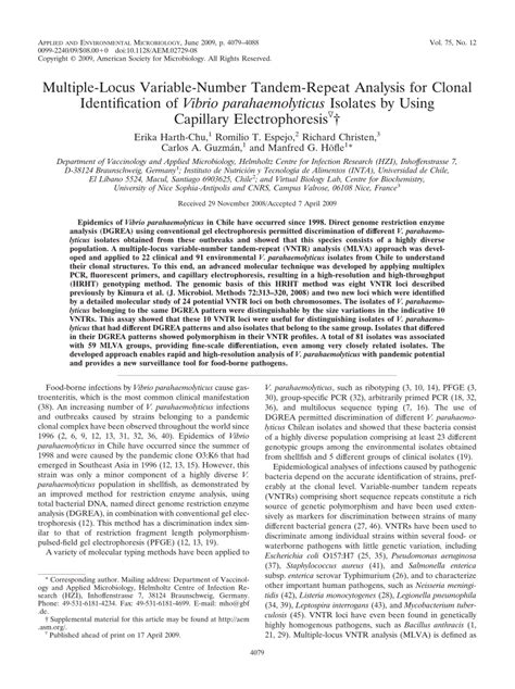 pdf multiple locus variable number tandem repeat analysis for clonal identification of vibrio