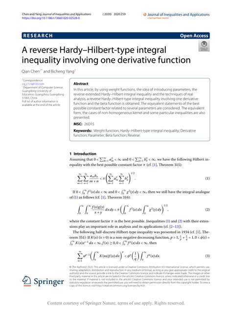 pdf a reverse hardy hilbert type integral inequality involving one derivative function