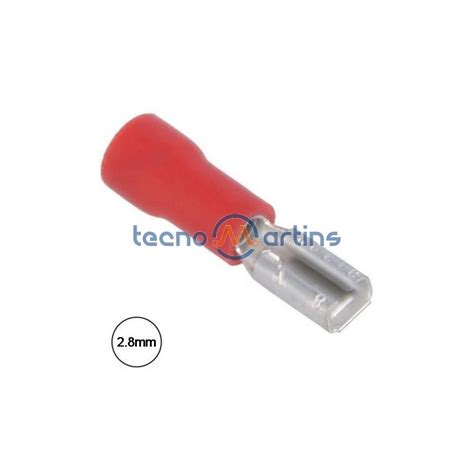 Terminal Faston Fêmea Isolado 2 8mm 100X Vermelho TecnoMartins pt