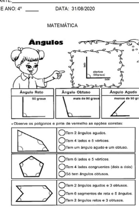 Atividade Sobre Angulos 4 Ano REVOEDUCA