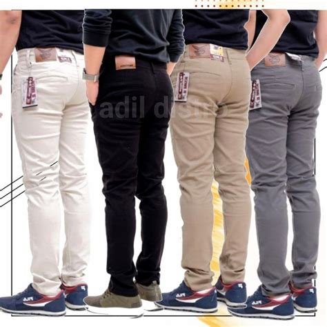 Jual Celana Chinos Panjang Pria Slim Fit Cowok Dewasa Bahan Katun Melar