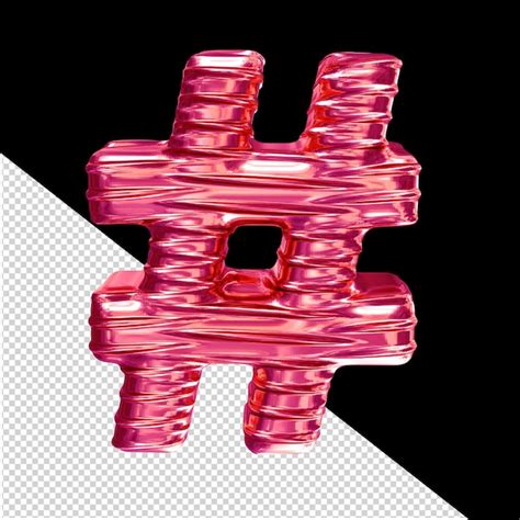 Símbolo rosado en 3d con ribas horizontales Archivo PSD Premium