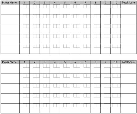 Printable Bowling Recap Sheets