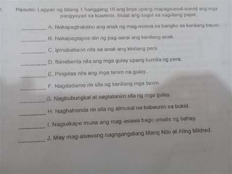 Lagyan Ng Bilang 1 Hanggang 10 Ang Linya Upang Mapag Sunod Sunod Ang