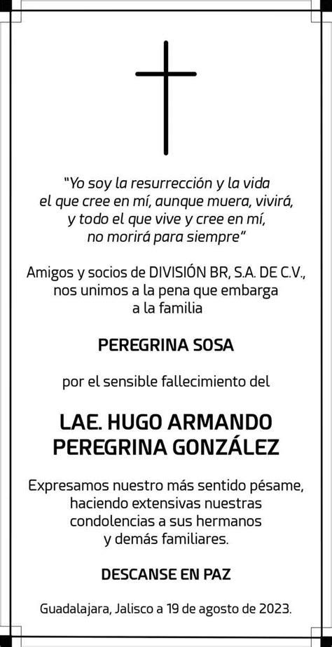 Hugo Armando Peregrina González Obituario Esquela