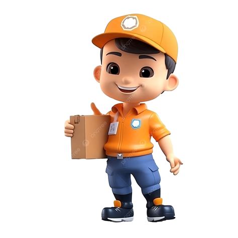 3d Cute Character Delivery Man Delivery 3d Cartoon PNG Transparent