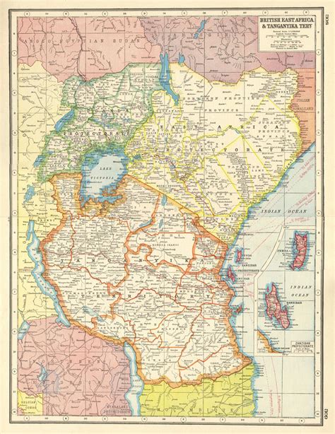 British East Africa Tanganyika Tery Inset Map Of Zanzibar