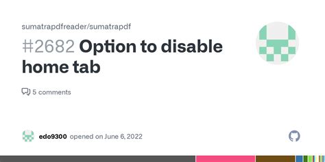 option to disable home tab · issue 2682 · sumatrapdfreader sumatrapdf · github
