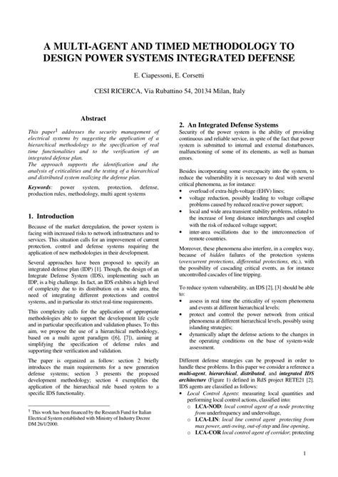 pdf a multi agent and timed methodology to design power systems integrated defense