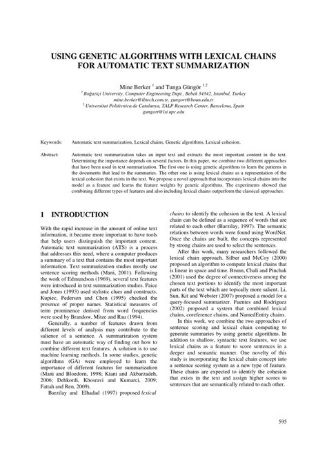 pdf using genetic algorithms with lexical chains for automatic text summarization