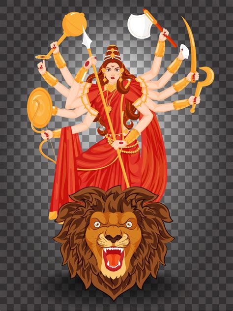 Navratri Or Durga Puja Festival Of Hindu Mythology Goddess Durga Illustration On Black Png