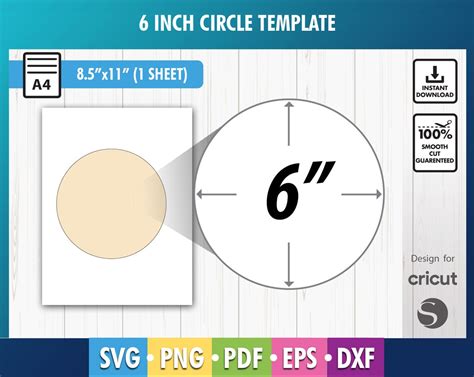 6 Inch Circle Template 6 Circle Template Blank Labels SVG DXF Png