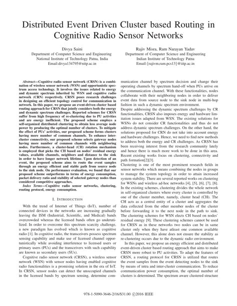pdf distributed event driven cluster based routing in cognitive radio sensor networks